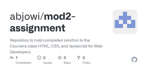 Github Abjowimod2 Assignment Repository To Hold Completed Solution