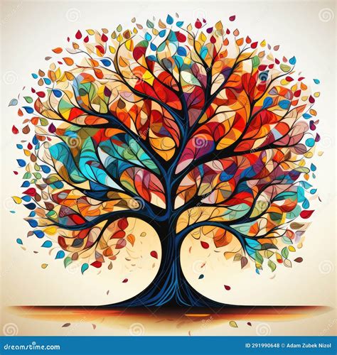 A Colorful Tree With Leaves Stock Illustration Illustration Of Synthography Painting 291990648