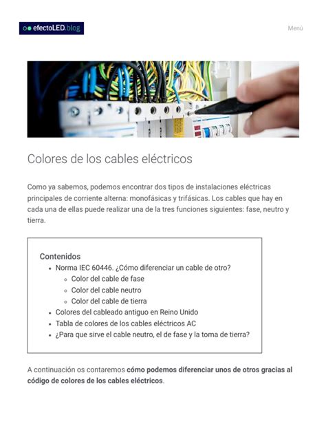 El Código De Colores De Los Cables Eléctricos Pdf Color Corriente