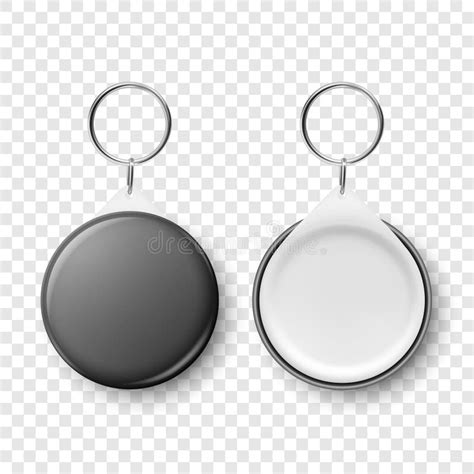 Vector 3d Realistic Black Blank Round Button Badge With Ring Holder Closeup Isolated Id Badge