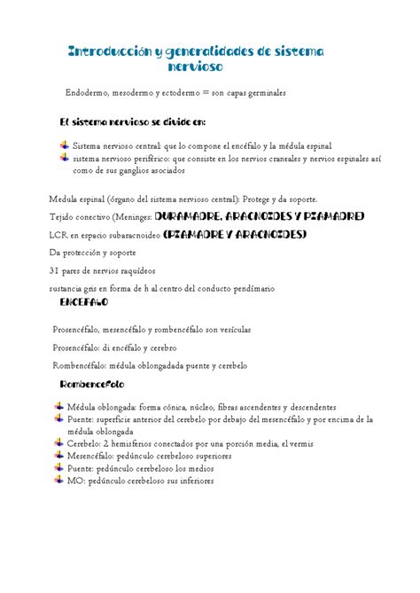 Apuntes Neuro 1er Parcial ó Endodermo Mesodermo Y Ectodermo Son