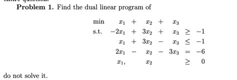 Solved Problem 1 Find The Dual Linear Program Of 23 Min