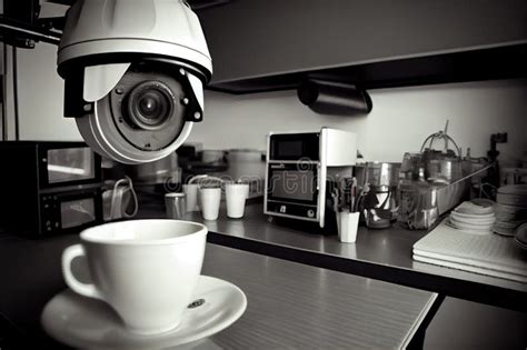 Security Camera In Office Kitchen Capturing The Daily Goings On Of The Busy Staff Stock