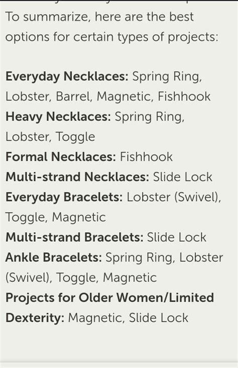 Types Of Clasps And Their Uses From Craftsy Com Formal Necklace Multi Strand Bracelet