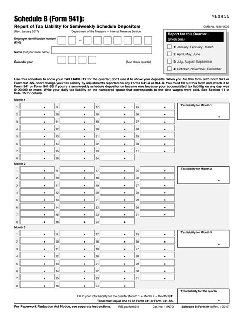 Printable Form 941 Schedule B Fillable Form 2025