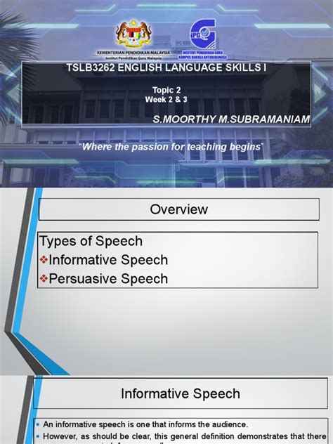 Tslb3262 Week 2 Types Of Speech Informative And Persuasive Pdf