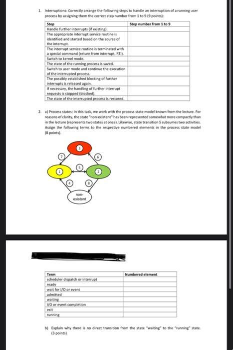 solved 1 interruptions correctly arrange the following