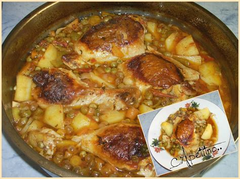 Пиле с грах и картофи на фурна