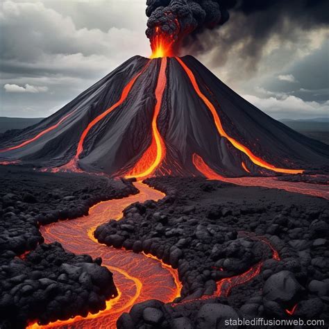 Volcano Formation And Lava Path Illustration Stable Diffusion Online