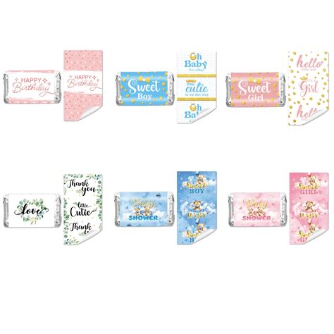 5 Sheets30pcs Mini Chocolate Candy Bar Wrapper Labels Candy Stickers