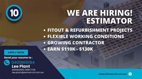 Estimator Estimation Construction Contractor Tenrecruitment Ten