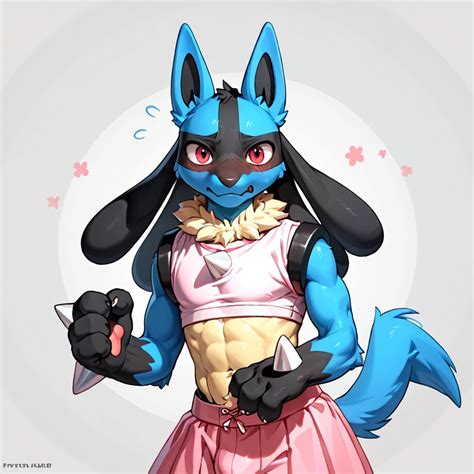 A Single Male Lucario Embarrassed By Furryai