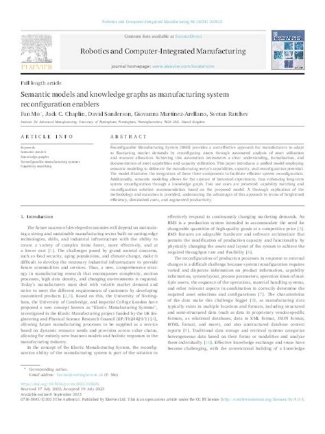 Semantic Models And Knowledge Graphs As Manufacturing System