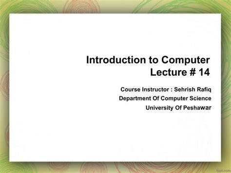 Introduction To Computers Lecture 14 Ppt