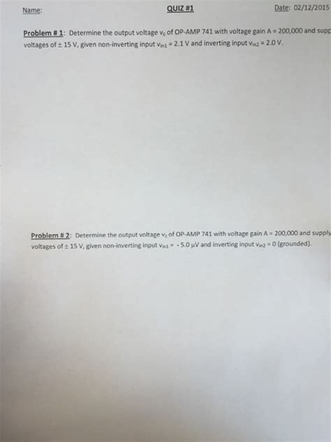 Solved Problem 1 Determine The Output Voltage V0 Of Op Amp