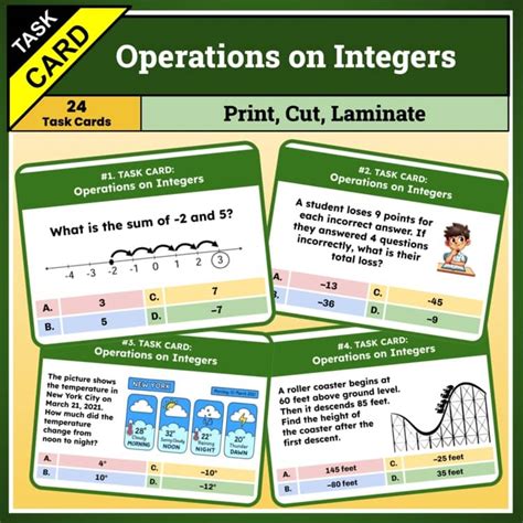 2025 Teks Math 63e Task Card Operations On Integers By Markimatics