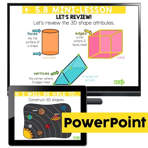 Lucky To Learn Math 1st Grade Geometry Lesson 58 Construct 3d Shapes Teaching Slides