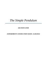 Exploring Simple Pendulum Properties And Acceleration Due To Course Hero