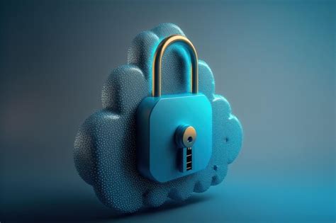 Premium Ai Image Data Cloud With Padlock Cloud Data Security Concept Ai