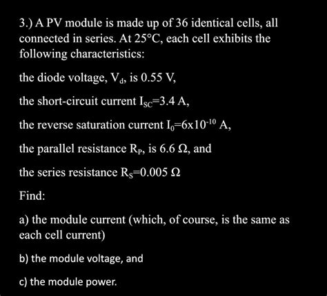 Solved A PV Module Is Made Up Of Identical Cells All Chegg