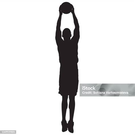 프로 농구 선수 실루엣 점프와 후프에 공을 촬영 벡터 일러스트 농구 선수에 대한 스톡 벡터 아트 및 기타 이미지 농구 선수