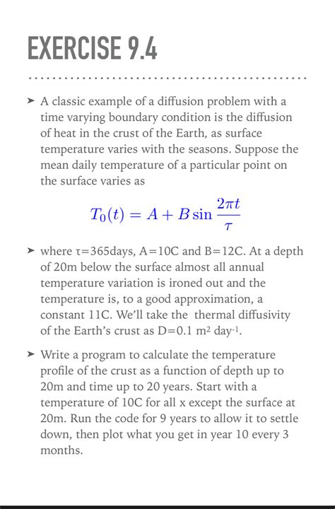 Exercise 9 4a Classic Example Of A Diffusion Problem