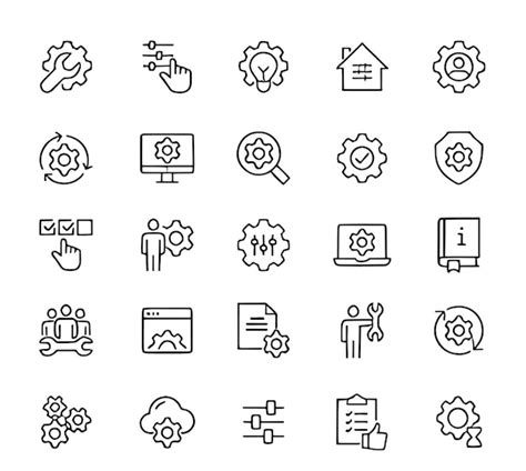 premium vector setting setup line editable icons set vector