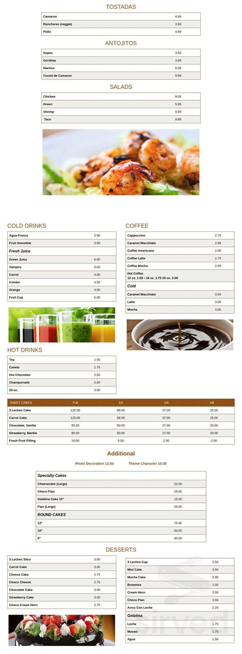 Menu Greenfield Cas La Plaza Bakery Sirved