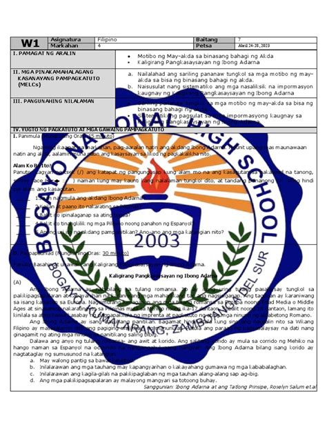 Q4 Filipino 7 Week 1 Pdf
