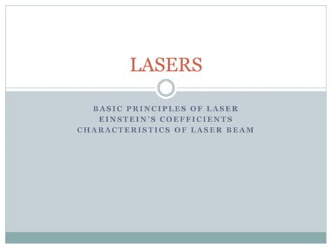 Essential Lecture Lasers Physics Basics Ppt