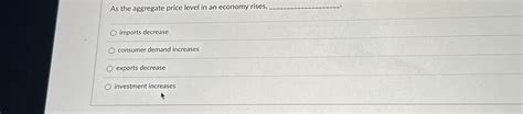 Solved As The Aggregate Price Level In An Economy Rises