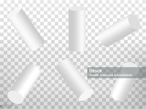 원근 투영 3d 원통 모델 아이콘을 투명 한 배경에 설정 합니다 3d 실린더 웹 사이트 디자인 앱 Ui에 대한 그래픽 요소의 추상적 인 개념 Eps 10 0명에 대한 스톡
