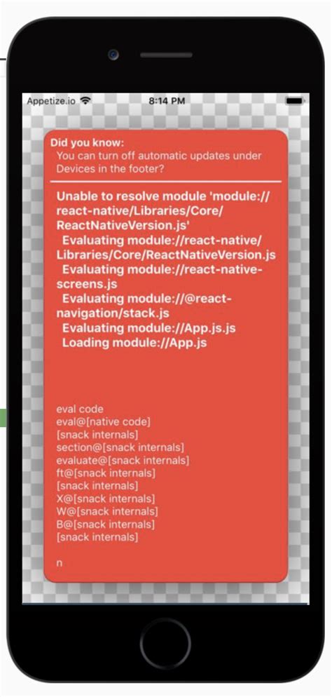 Snack Demos Don T Work At All Issue React Navigation React Navigation Github