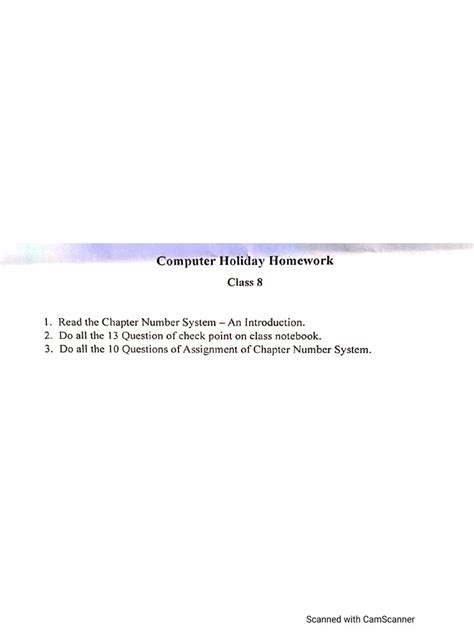 Computer Holiday Homework Class 8 Pdf