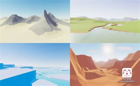 卡通自然环境3d模型 Low Poly山林与植被场景（unity Ue5兼容） 次世代模型库