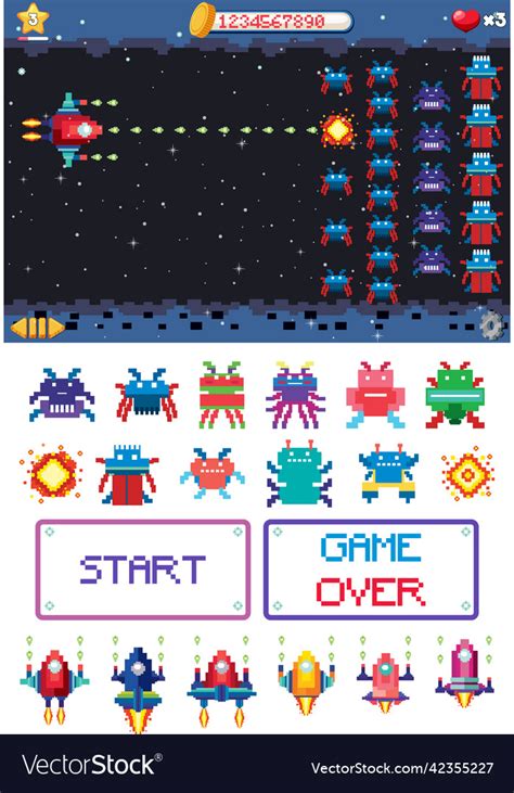 Platform Game Interface Design With Icons Isolated