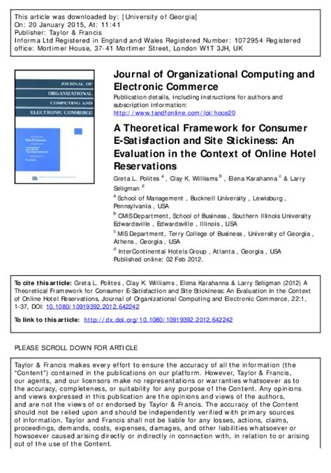 Pdf A Theoretical Framework For Consumer E Satisfaction And Site Stickiness An Evaluation In