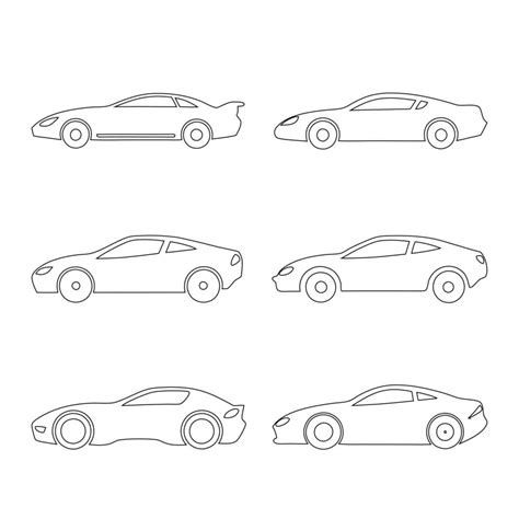 set of car icons.Linear Style Car line art Set Minimalist Automotive Illustrations 55807101 ...