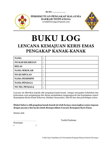 Buku Log Lencana Keris Emas Pengakap Pdf