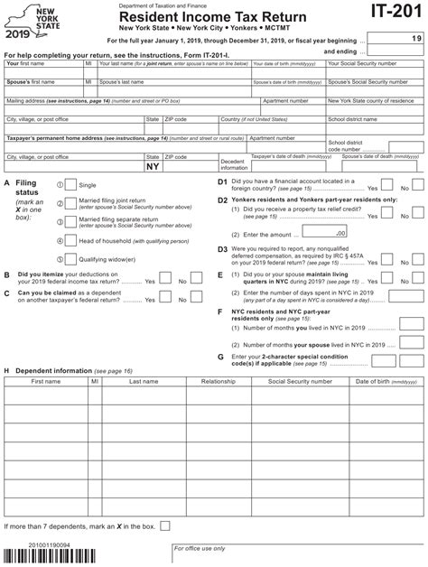 Nys Form It 201 Printable Printable Form 2024