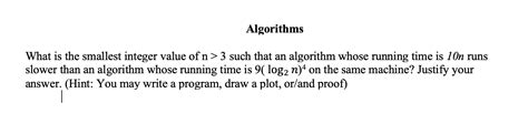 Solved Algorithms What Is The Smallest Integer Value Of N