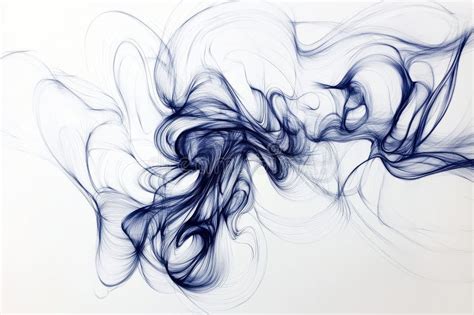 Abstract Representation Of A Hand Drawn Sketch Of Swirling Lines In White And Deep Blue