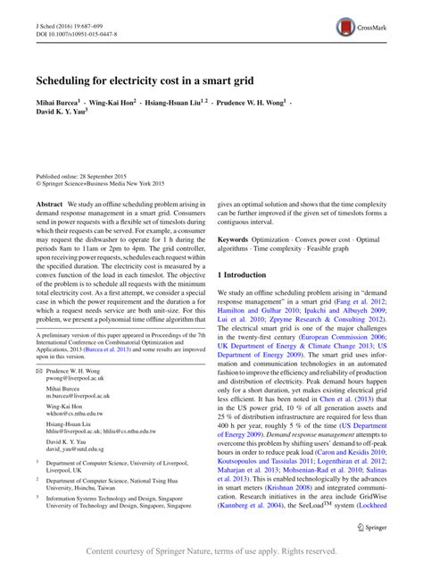 Scheduling For Electricity Cost In A Smart Grid Request Pdf