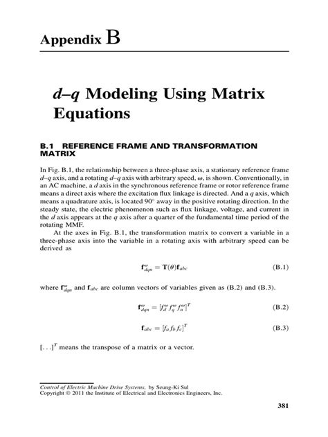 Appendix B D Q Modeling Using Matrix Equations 2010 Pdf Cartesian
