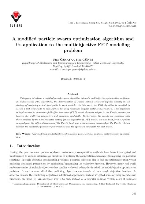Pdf A Modified Particle Swarm Optimization Algorithm And Its