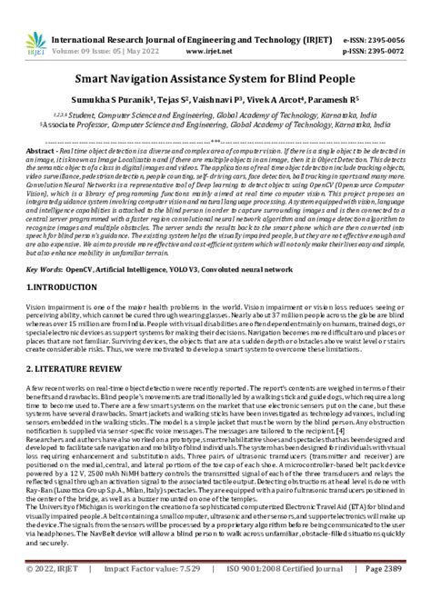 Pdf Smart Navigation Assistance System For Blind People