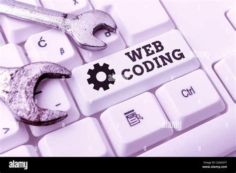 text caption presenting web coding word for a system of symbols and rules used to represent