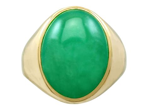 Carat Cabochon Cut Jade And Yellow Gold Cocktail Ring For Sale At