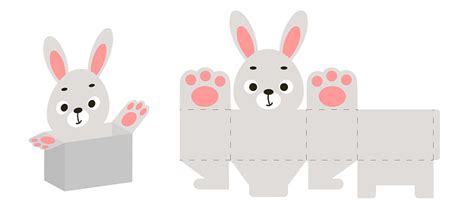 과자 사탕 작은 선물 빵집을위한 파티 호의 상자 토끼 디자인 파티 패키지 다이 컷 템플릿 어떤 목적을 위한 훌륭한 디자인 생일