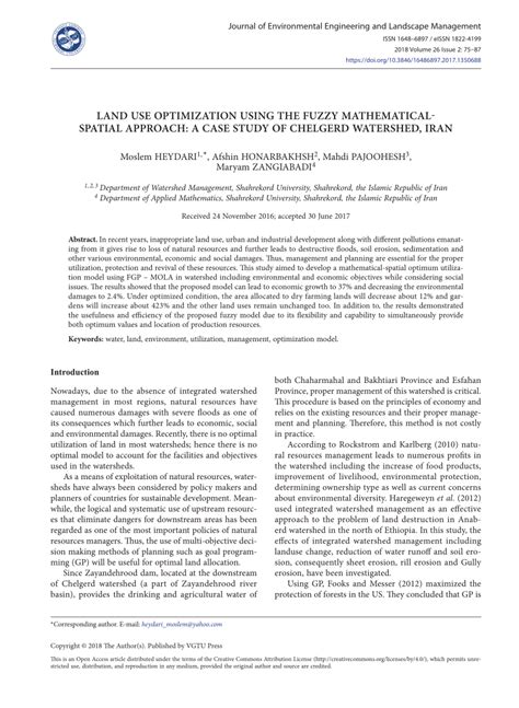 Pdf Land Use Optimization Using The Fuzzy Mathematicalspatial